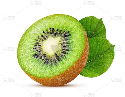 猕猴桃切成两半，带叶素材 花瓣网