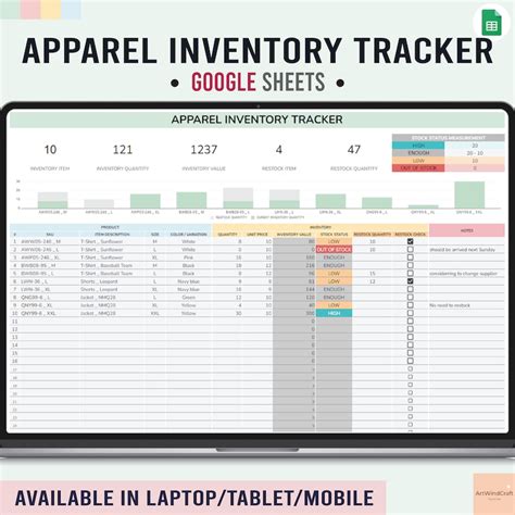 Uniform Inventory Tracker Etsy