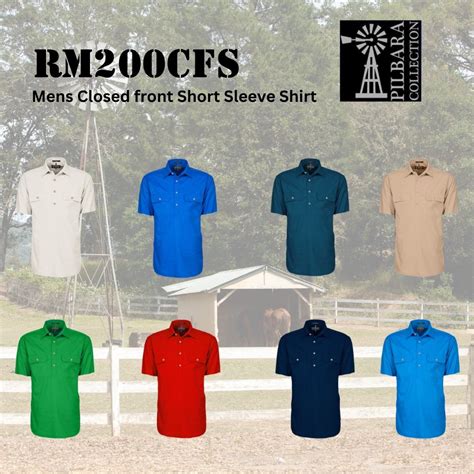 Ritemate Mens Closed Front Ss Pilbara Work Shirt Rm200cfs 95
