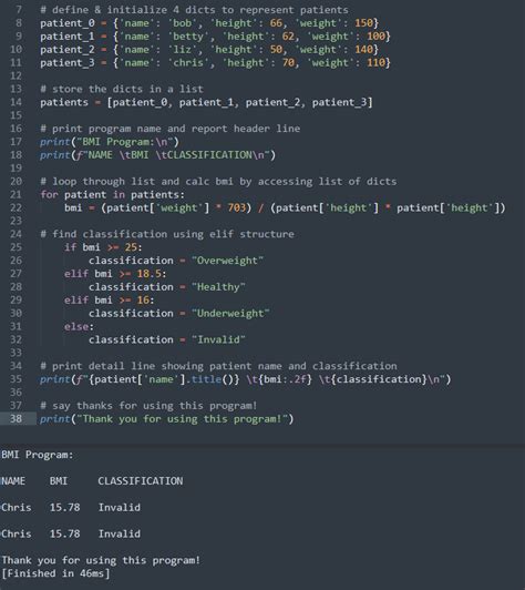 solved why is my code not looping through each patient but