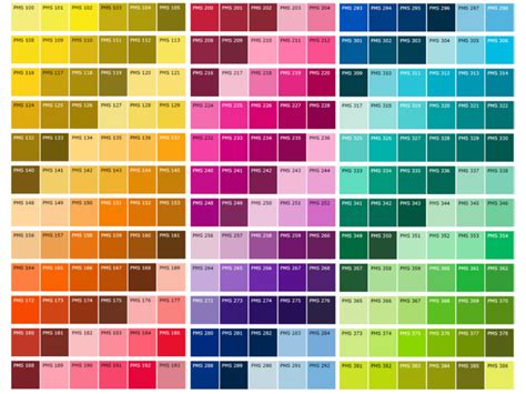 Pantone Color Chart 900 Pantone Colors And Their Codes