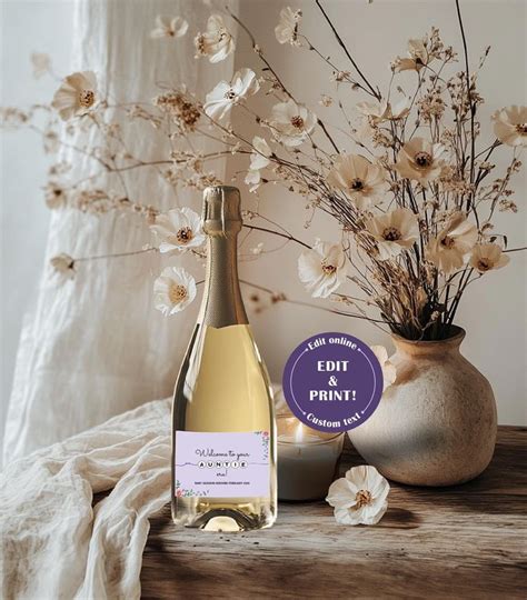 Personalized Pregnancy Announcement Mini Champagne Label Custom Editable Mini Champagne Label