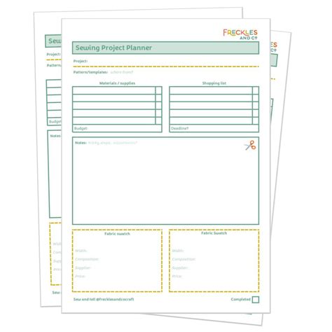 Free Pdf Printable Sewing Project Planner Sheet By Freckles And Co