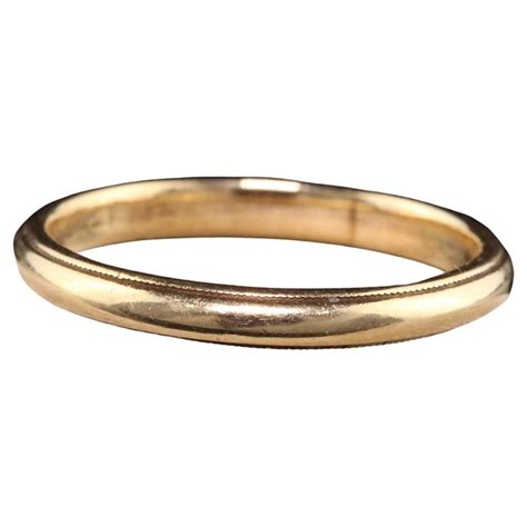 Antiker Antiker Art Deco 14k Gelbgold Klassischer Gravierter Ehering Im