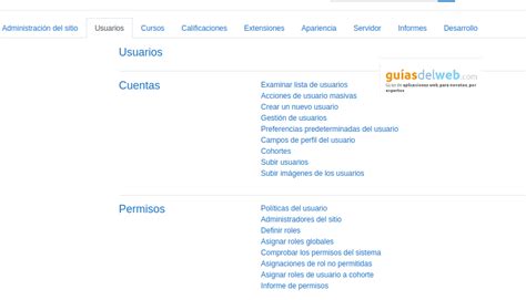 Guías Moodle Cómo configurar los permisos y roles de usuario