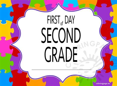 First Day Second Grade Coloring Page
