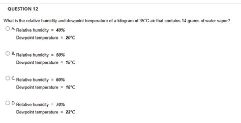 Solved What Is The Relative Humidity And Dewpoint Chegg