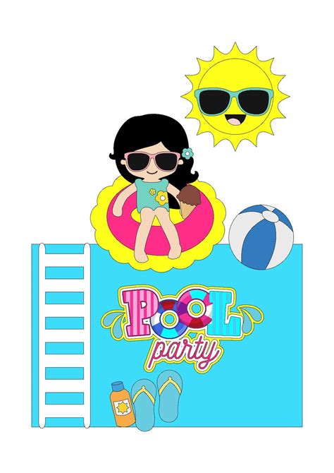 Arquivo De Corte Topo De Bolo Pool Party Menina Em Camadas Topo De