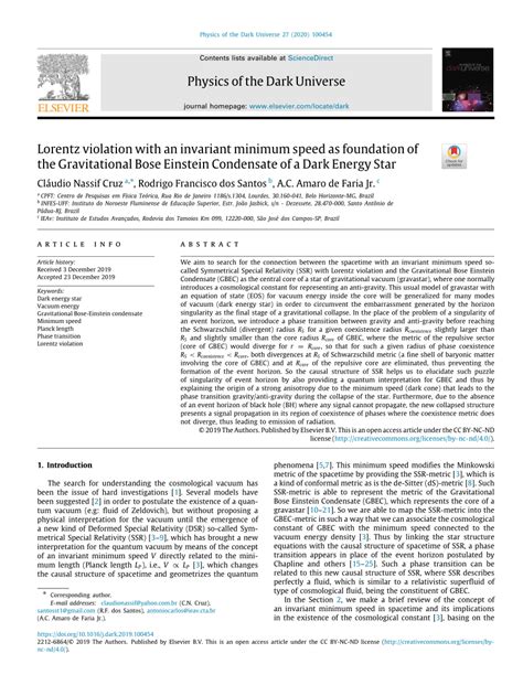 Pdf Lorentz Violation With An Invariant Minimum Speed As Foundation Of The Gravitational Bose