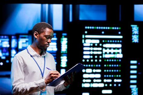 Premium Photo Licensed It Admin Walking In Server Hub Performing Data