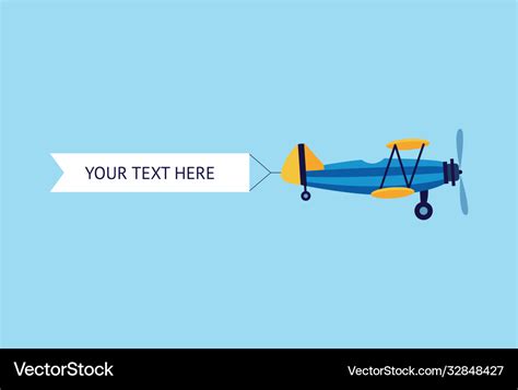 Plane Or Biplane With Ribbon Banner Flat Vector Image