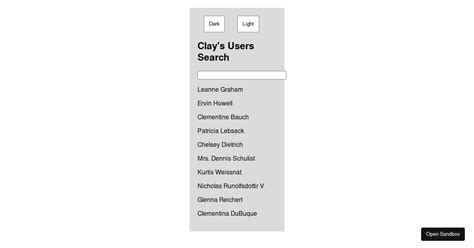 Clay Users Search Test Case Forked Codesandbox