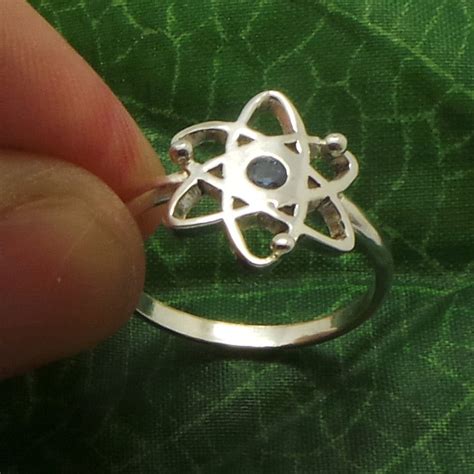 Silver Science Symbol Ring Atom Eletron Ring Nuclear Ring Etsy