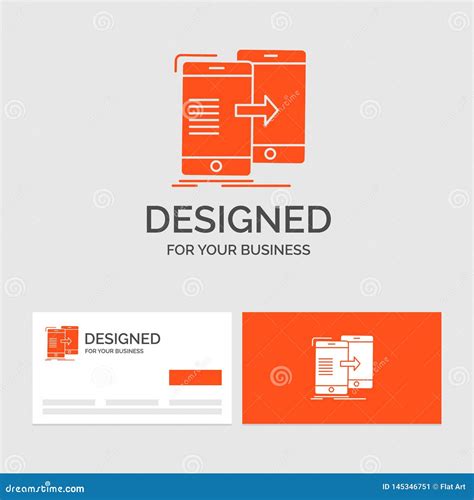 Business Logo Template For Data Sharing Sync Synchronization Syncing Orange Visiting Cards