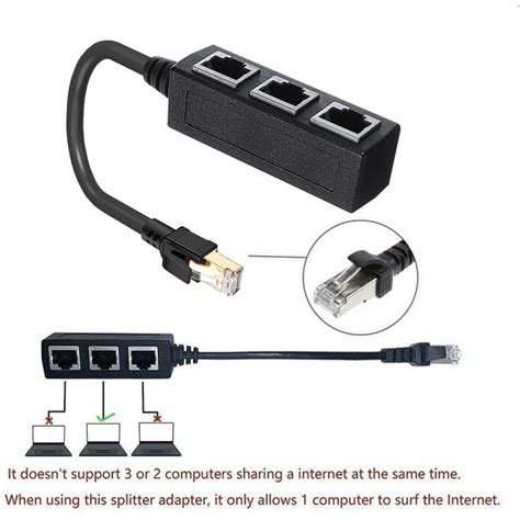 Divisor Rj45 Extensor De Conector Divisor De Cable Ethernet Rj45 De 1 A