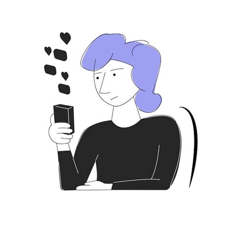 Premium Vector Vector Outline Illustration Concept Of Woman Texting
