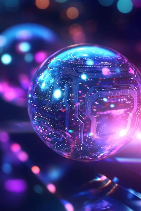 Colorful Futuristic Orbs Illuminated With Vibrant Lights And Intricate Circuit Patterns In A