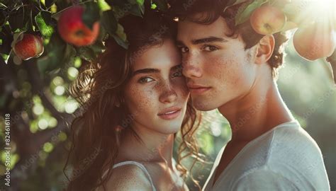 A Creative Portrait Of A Young Couple Styled As Modern Day Adam And