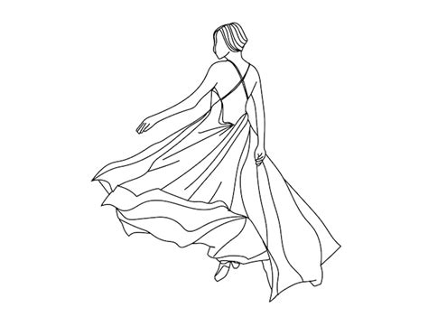 Ilustra O De Arte De Linha De Menina Dan Ando Vetor Premium