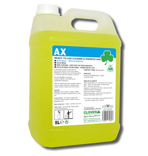 Ax Bactericidal Cleaner Clover Chemicals Complex Cleaning Supplies Uk