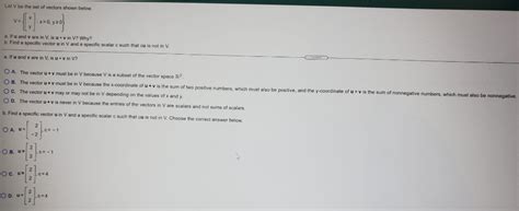 Solved Let V Be The Set Of Vectors Shown Below V A If U