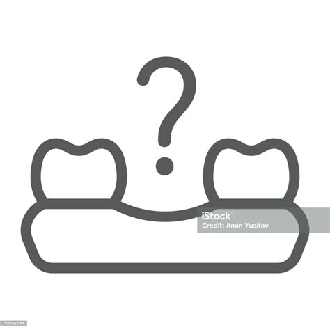 缺牙線圖示 口腔和牙科 鬆散的牙齒符號向量圖形 一個線性模式在白色背景 Eps 10向量圖形及更多牙齒鬆動 口腔衛生圖片 牙齒鬆動