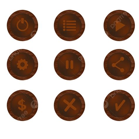 game button frame vector hd images game button frame set in wood set cartoon game png image
