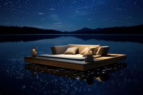 Lake Sofa Nature Cafe Clouds Generate Ai Premium Ai Generated Image