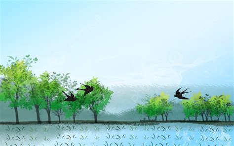 Banner Background Small Fresh Chinese Style Landscape Painting