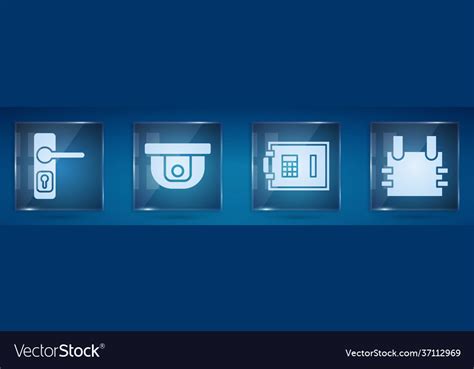 Set Door Handle Motion Sensor Safe Royalty Free Vector Image