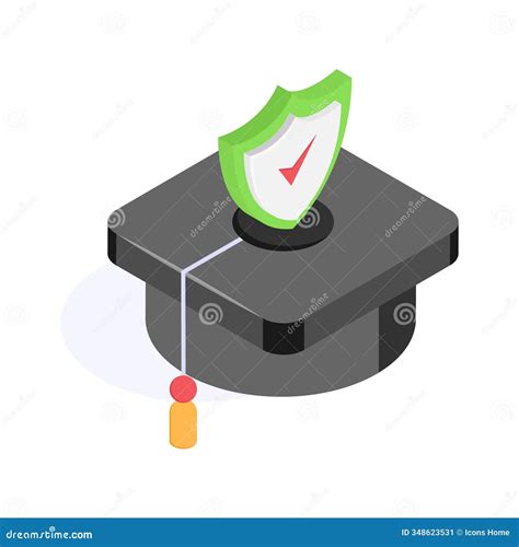 Graduation Hat With Safety Shield Showing Concept Icon Of Education