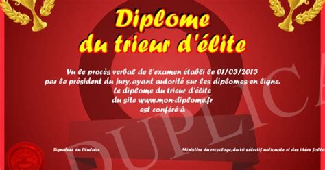Diplome Du Trieur D Elite