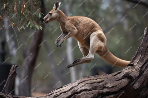Premium Ai Image Kangaroo Bouncing High In The Air Leaping From One