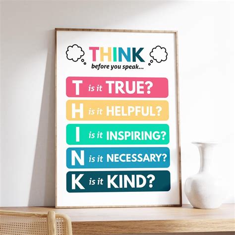 Before You Speak Think Poster Etsy