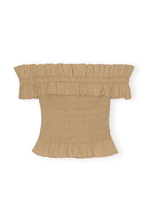 Curds And Whey Cotton Poplin Off Shoulder Smock Top Ganni Us