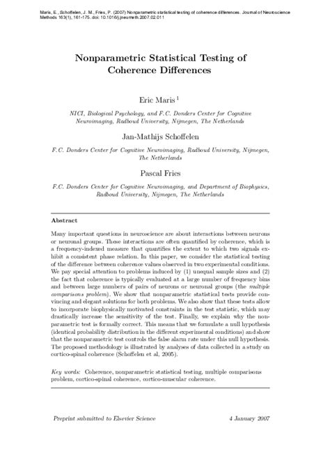 pdf nonparametric statistical testing of coherence differences