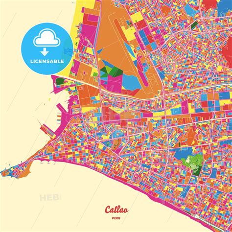 Callao Peru Crazy Colorful Map Print Template Colorful Map Map