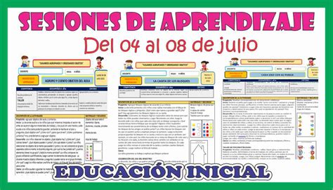 Sesion De Aprendizaje Del 04 Al 08 De Julio Para Nivel Inicial 34 Y 5
