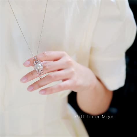 Miya独家古董复刻欧仁妮皇后花卉蝴蝶结天然淡水珍珠水晶纯银项链虎窝淘