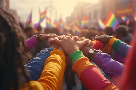 Premium Photo Lgbtq Activists Joining Hands In A Powerful Generative Ai