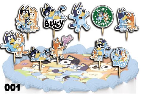 TOPPERY NA TORT OZDOBNE DEKORACJA ZESTAW POSTACI Z BLUEY BINGO 10szt