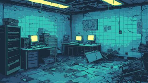 【フリー素材】廃墟になった研究部屋｜ドット絵風（4枚）