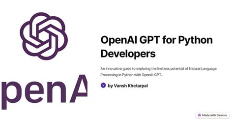 Openai Gpt For Python Developers Pdf Computer Software And Applications Computing
