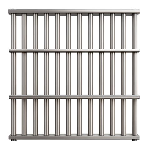 A Realistic 3d Render Of A Metal Jail Cell Bars Section Showing A Gray Metallic Finish And