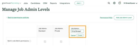 Create A Custom Job Admin Level Greenhouse Support