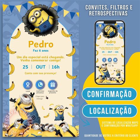 Convite Digital Os Minions Elo7 Produtos Especiais
