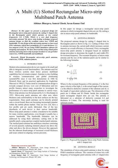 A Multi U Slotted Rectangular Micro Strip Multiband Patch Antenna
