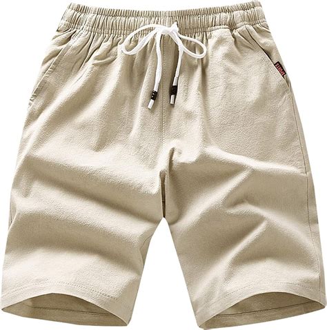 Municipal Womens Elastic Waist Casual Comfy Cotton Linen Beach Shorts