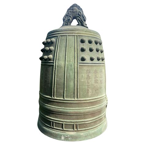 Japanese Big Old Blue Green Bronze Temple Bell With Bold Sound 21