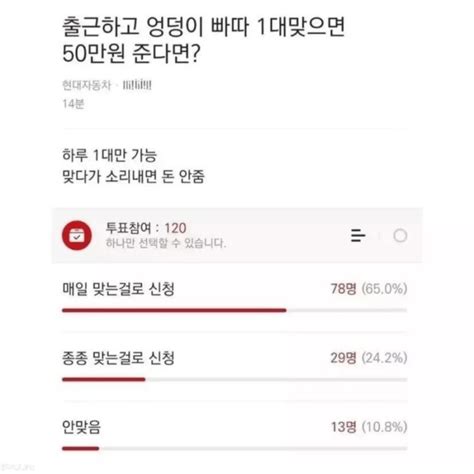 출근할 때 빠따 1방에 50만원 준다면 자유게시판 헬븐넷